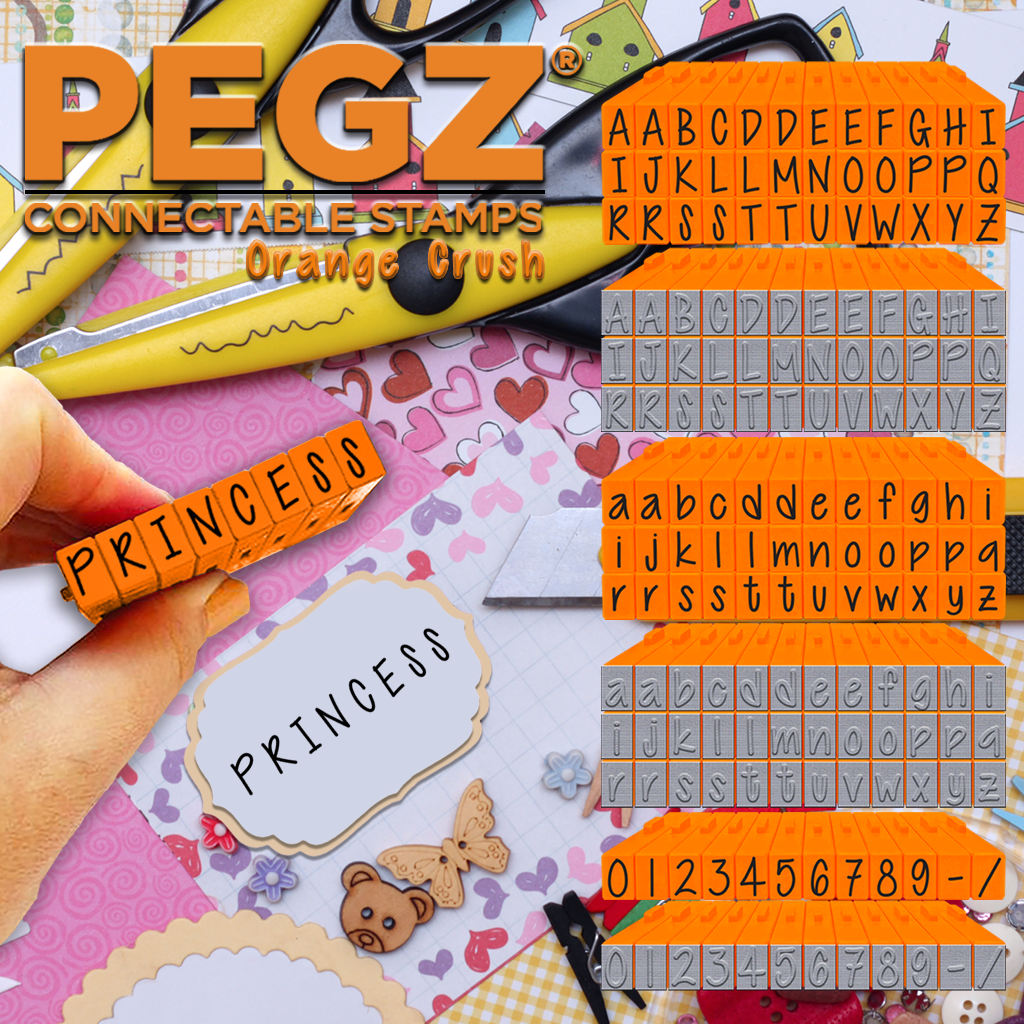 PEGZ® Alphabet Stamps Clickable - Connectable Orange Crush Font ...