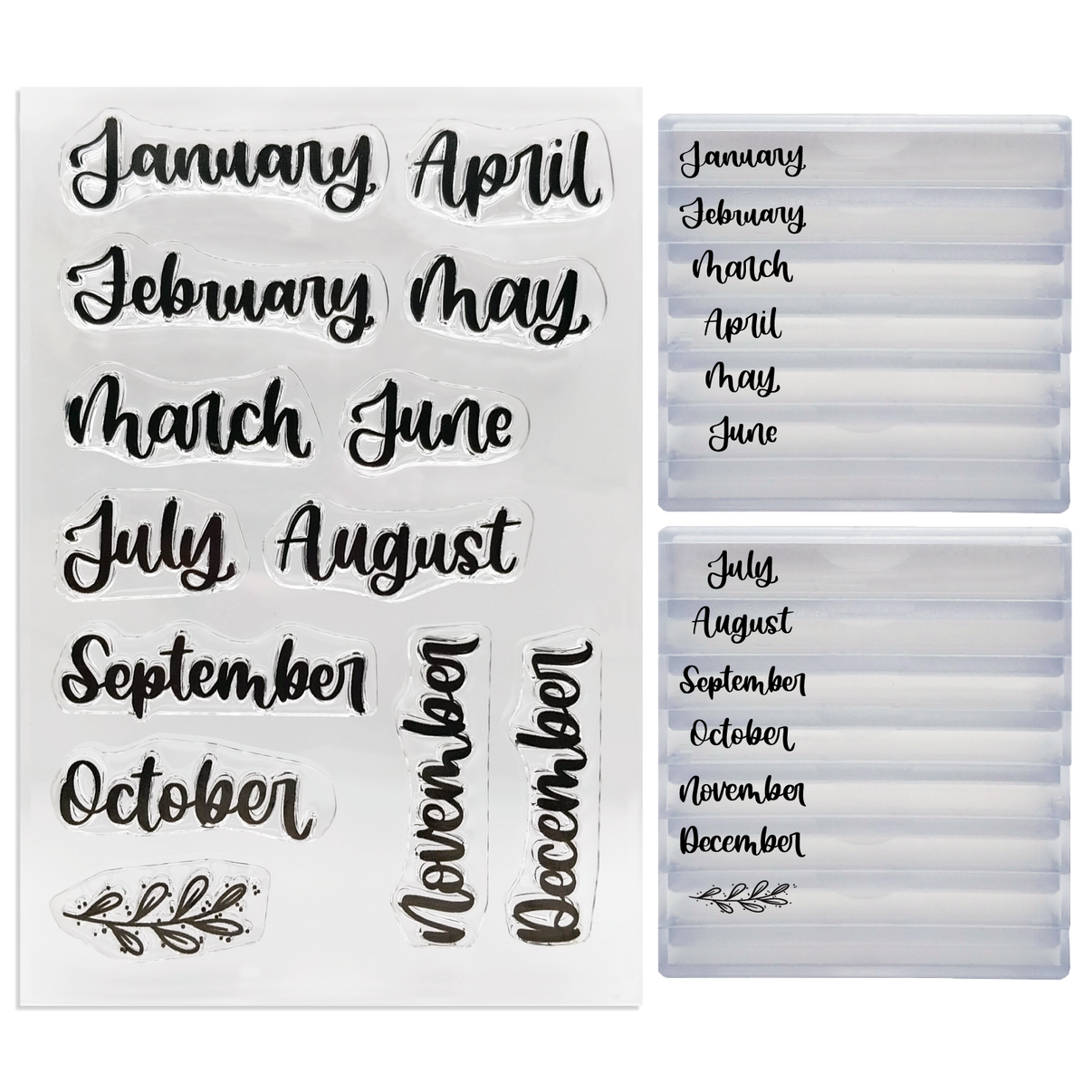 Rylee Autumn Months of the Year Clear Calligraphy Stamps with Stackabl ...